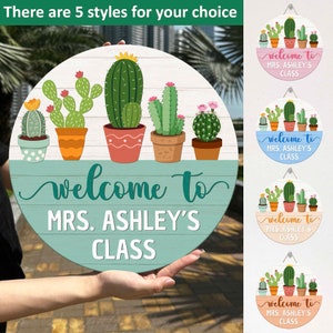 Personalized Cactus Teacher Door Sign, Potted Plants Classroom Door ...
