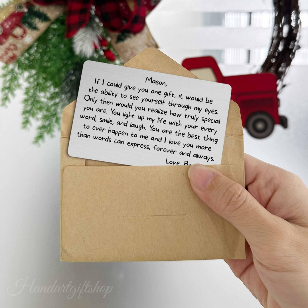 Your Handwritten Wallet Card, Personalized Metal Wallet Card, Gift Card ...