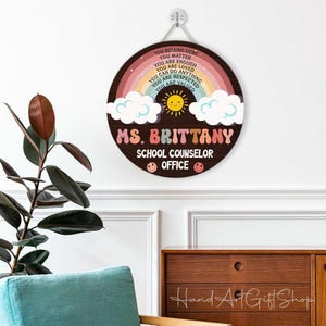 School Counselor Wooden Door Sign, School Psychologists Personalized ...