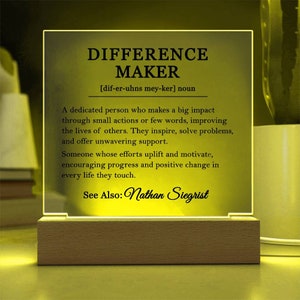 Difference Maker Definition Plaque, Meaningful Present for Teacher ...