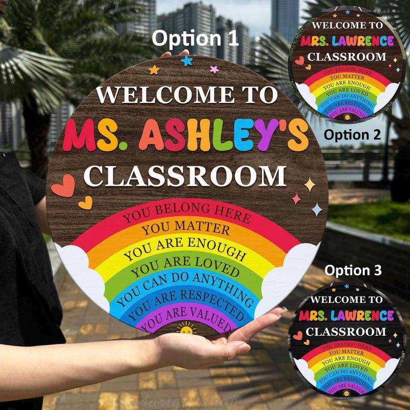 Rainbow Teacher Sign - Etsy