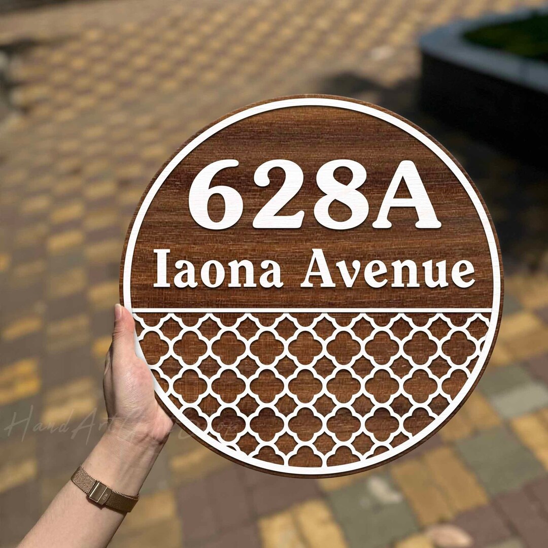 Personalized Round Address Sign, Wooden Hanging Address Sign, Address ...