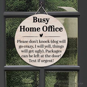 Busy Home Office Door Hanger, Working From Home Door Sign, Please Do ...