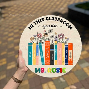Personalized Teacher Door Sign, Classroom Door Hanger, Teachers ...