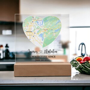 Personalized Heart Map Acrylic Sign, Anniversary Gifts for Couple, Long ...