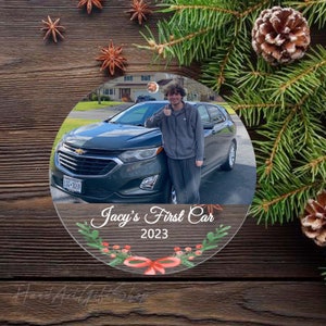 First Car Christmas Ornament, Personalized Photo New Car Ornament 2023 ...