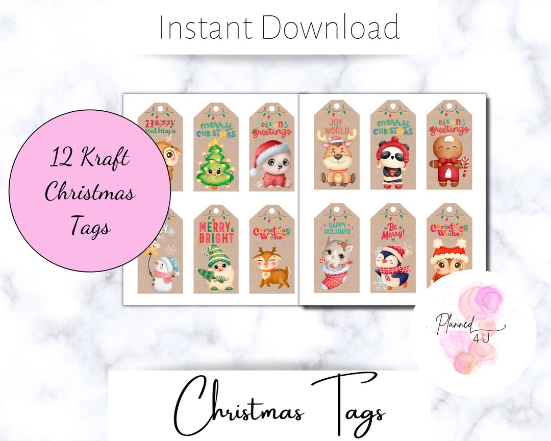 Christmas Gift Tags Printable Kraft Tags Advent Xmas Fun - Etsy