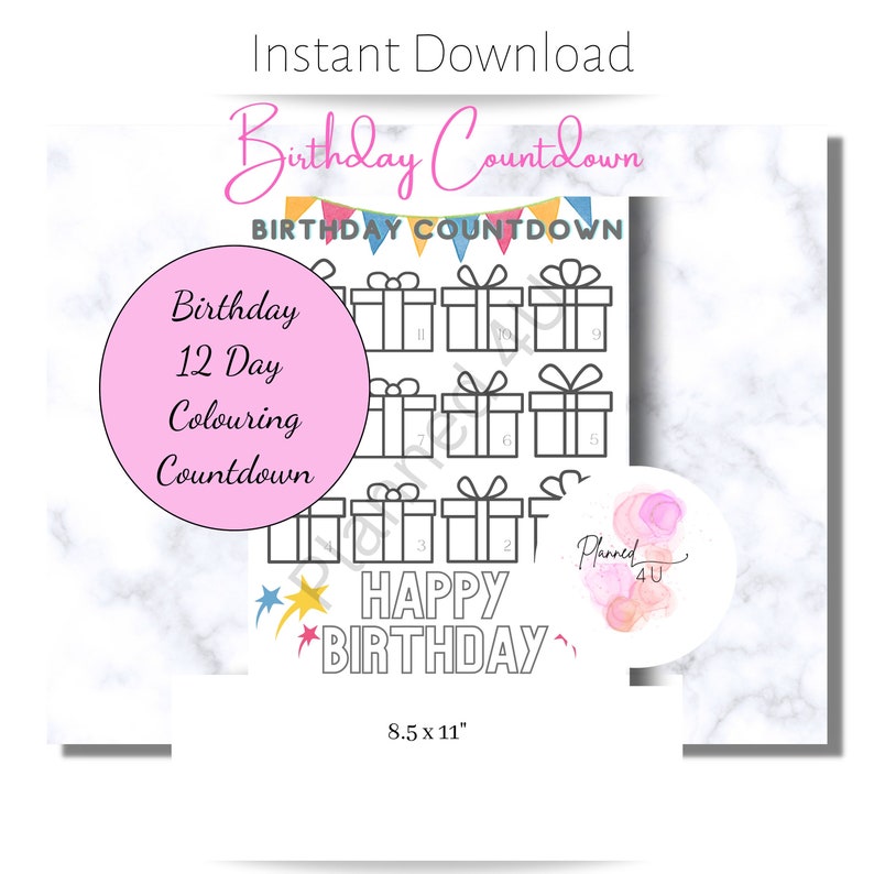 Birthday Colouring in Countdown Printable Advent Calendar - Etsy