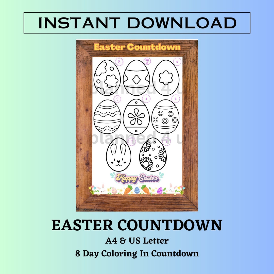 Easter 8 Day Coloring Countdown, Printable Advent Calendar, Instant ...