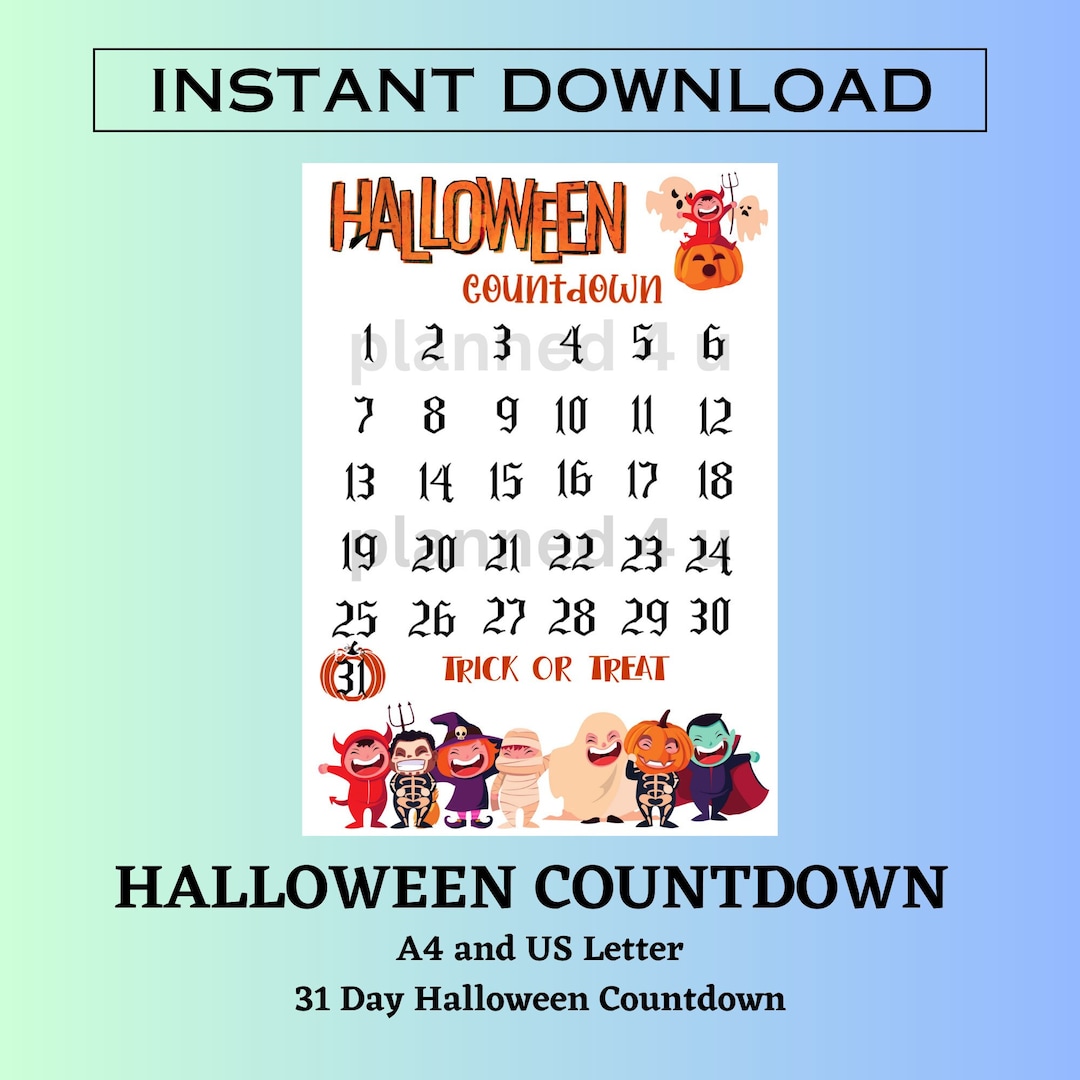Halloween Countdown Printable, Trick or Treat Friends (digital Download ...