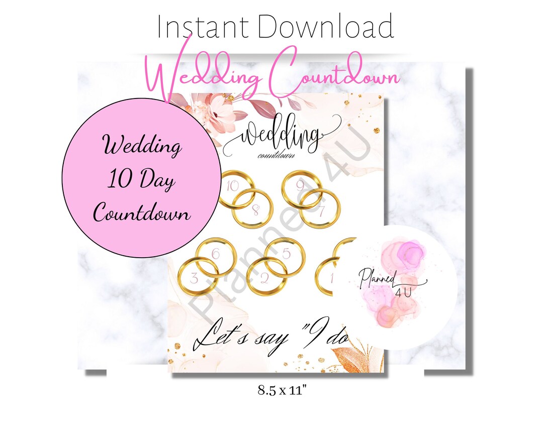 Wedding 10 Day Countdown Printable Advent Calendar Instant - Etsy