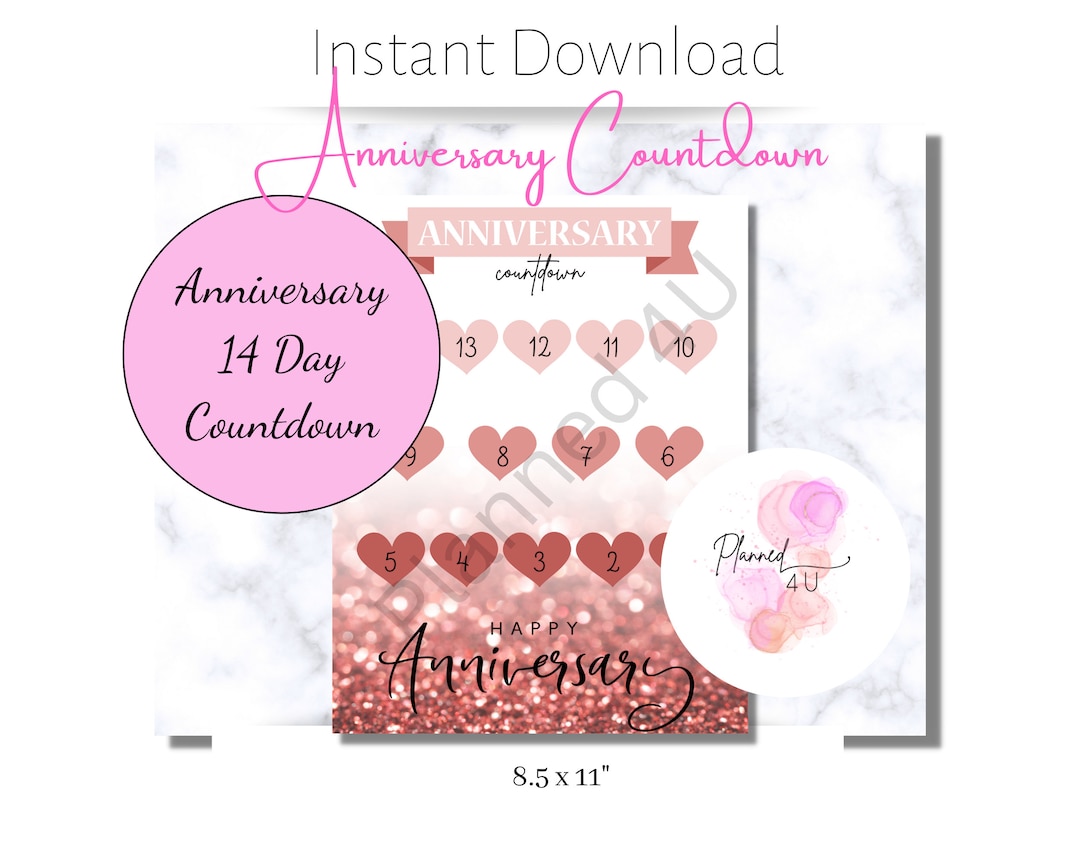 Anniversary 14 Day Countdown Printable Advent Calendar - Etsy