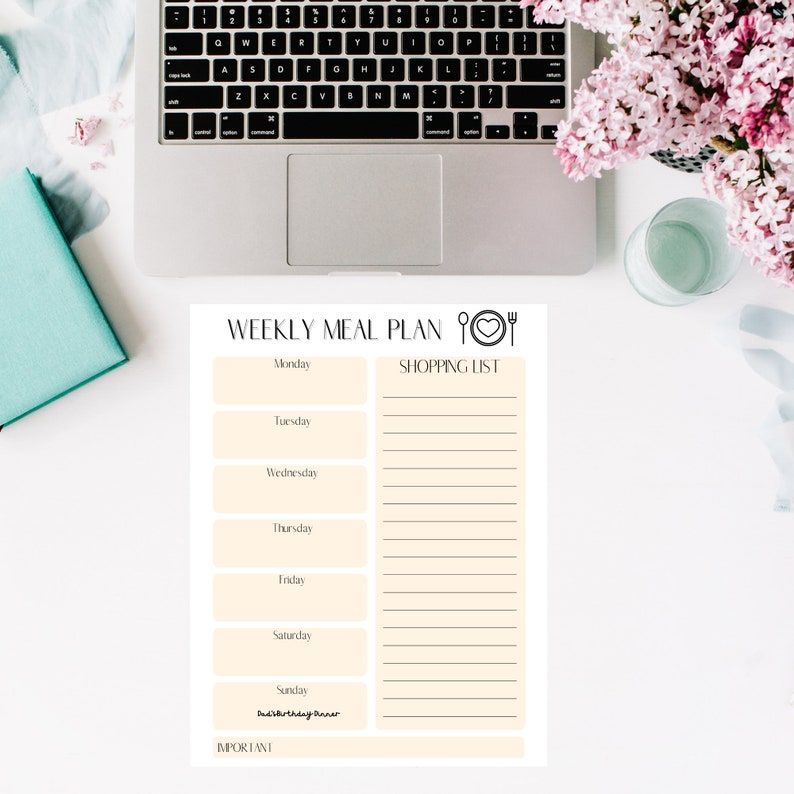 Weekly Meal Plan Printable Instant Download 2 Sizes A4 Letter - Etsy