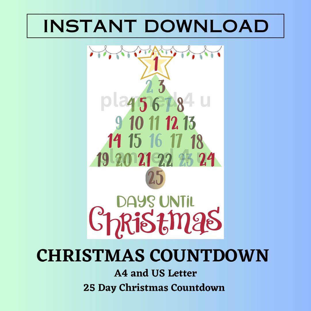 Christmas Tree Countdown, Fun Advent Calendar (printable, A4/8.5x11) - Etsy