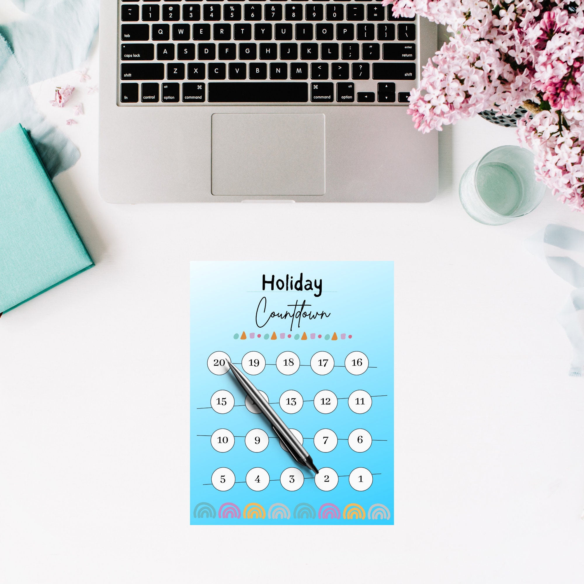 Blank 20 Day Countdown, Printable A4 Advent Calendar, Instant Download ...