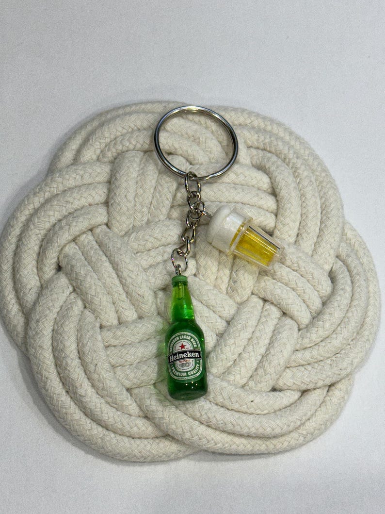 Mini Heineken Beer Keychain With Beer Cup | Handmade Bar-themed Jewelry ...