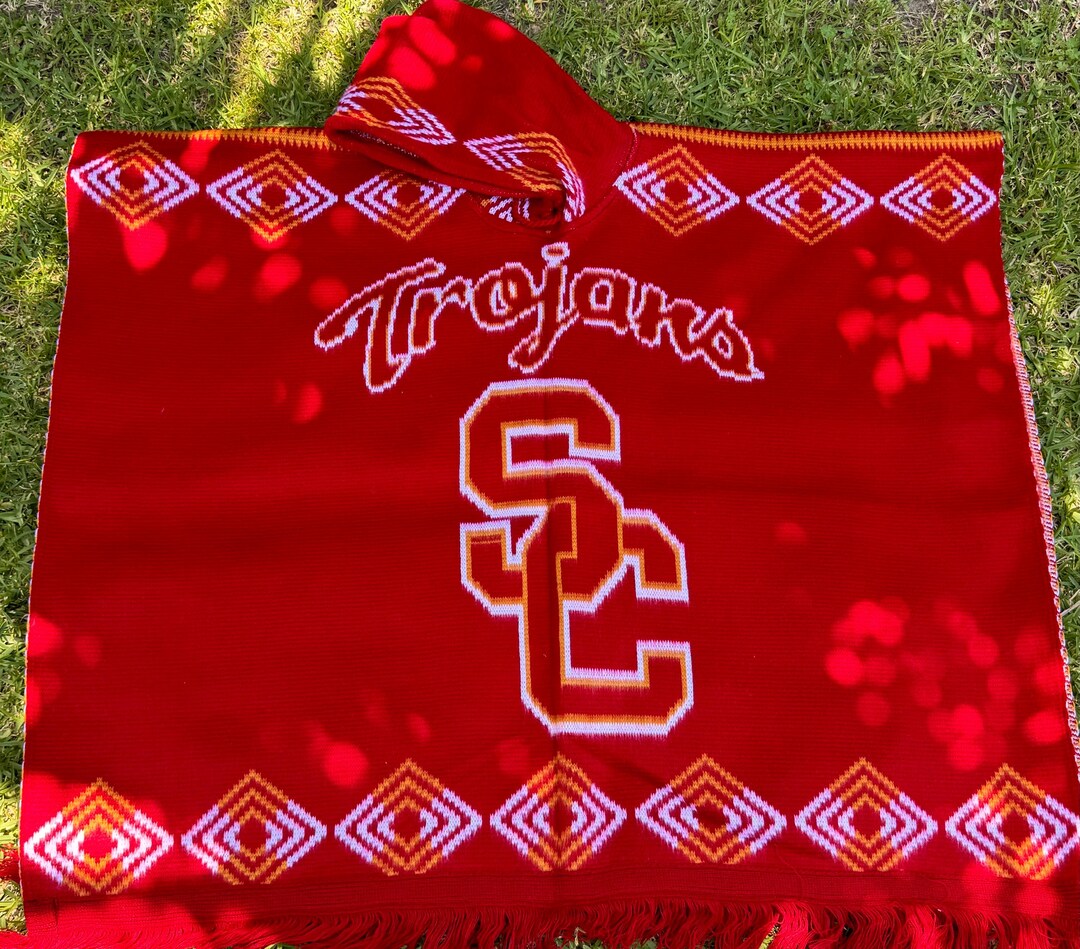 Trojans Sports Poncho, Hooded Poncho, Alpaca Wool Blend Poncho - Etsy
