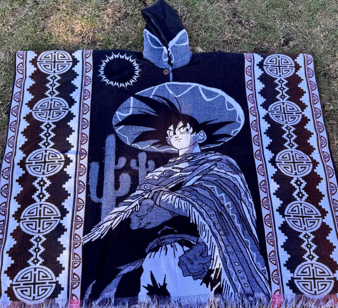 Anime Alpaca Wool Hooded Poncho, Exclusive Design - Etsy