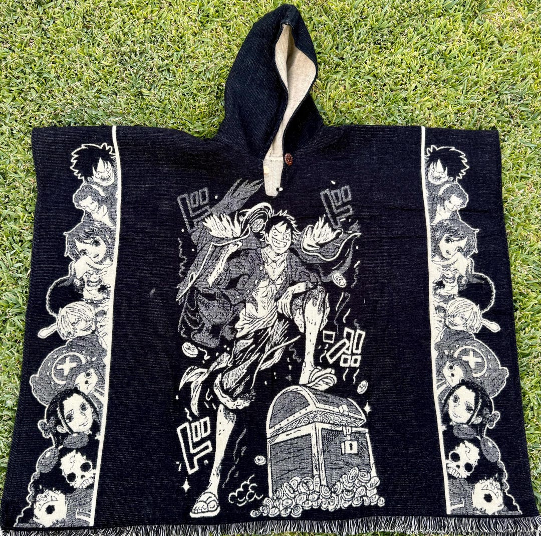 Youth Anime Alpaca Poncho, Poncho Unisex Hooded Alpaca Wool Cape ...