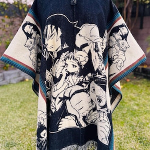 Anime Alpaca Poncho, Poncho Unisex Hooded Alpaca Wool Cape Exclusive ...