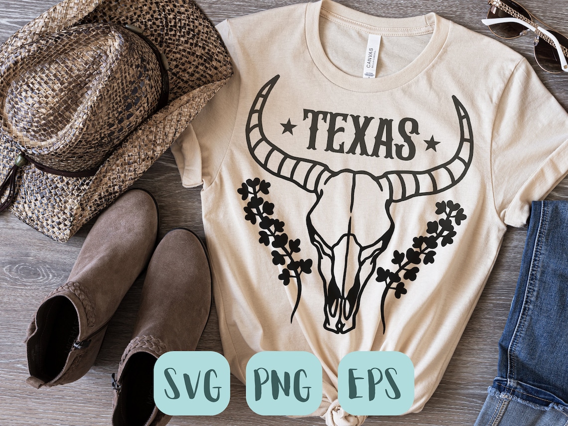 Texas Longhorn Bluebonnet SVG PNG EPS Texas Bluebonnets Svg - Etsy