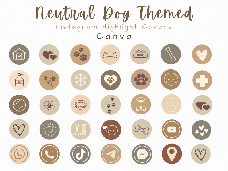 60 Neutral Dog Themed Instagram Story Highlight Covers, Dog Instagram ...