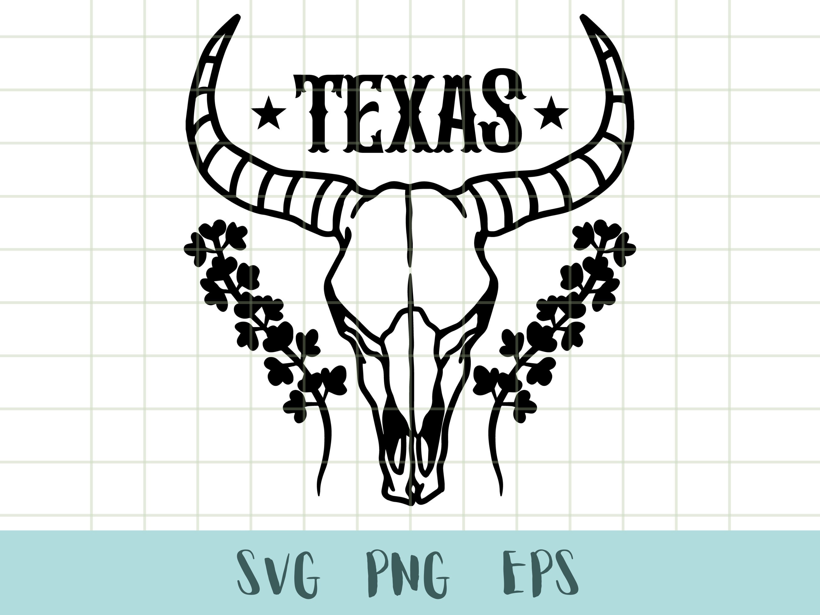 Texas Longhorn Bluebonnet SVG PNG EPS Texas Bluebonnets Svg Lonestar ...