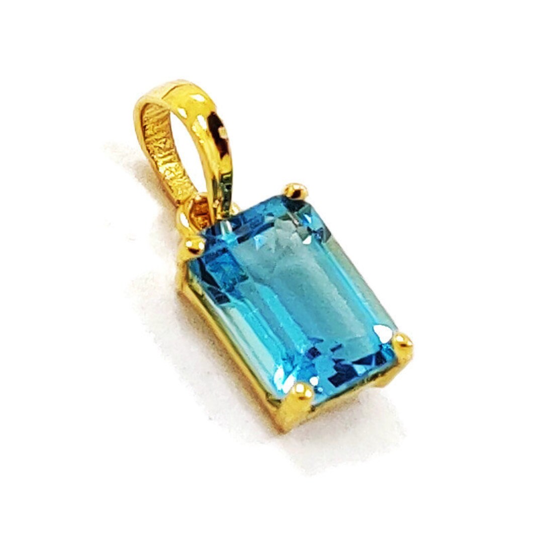 Blue Topaz 14 KT Solid Yellow Gold Handmade Natural Gemstone - Etsy
