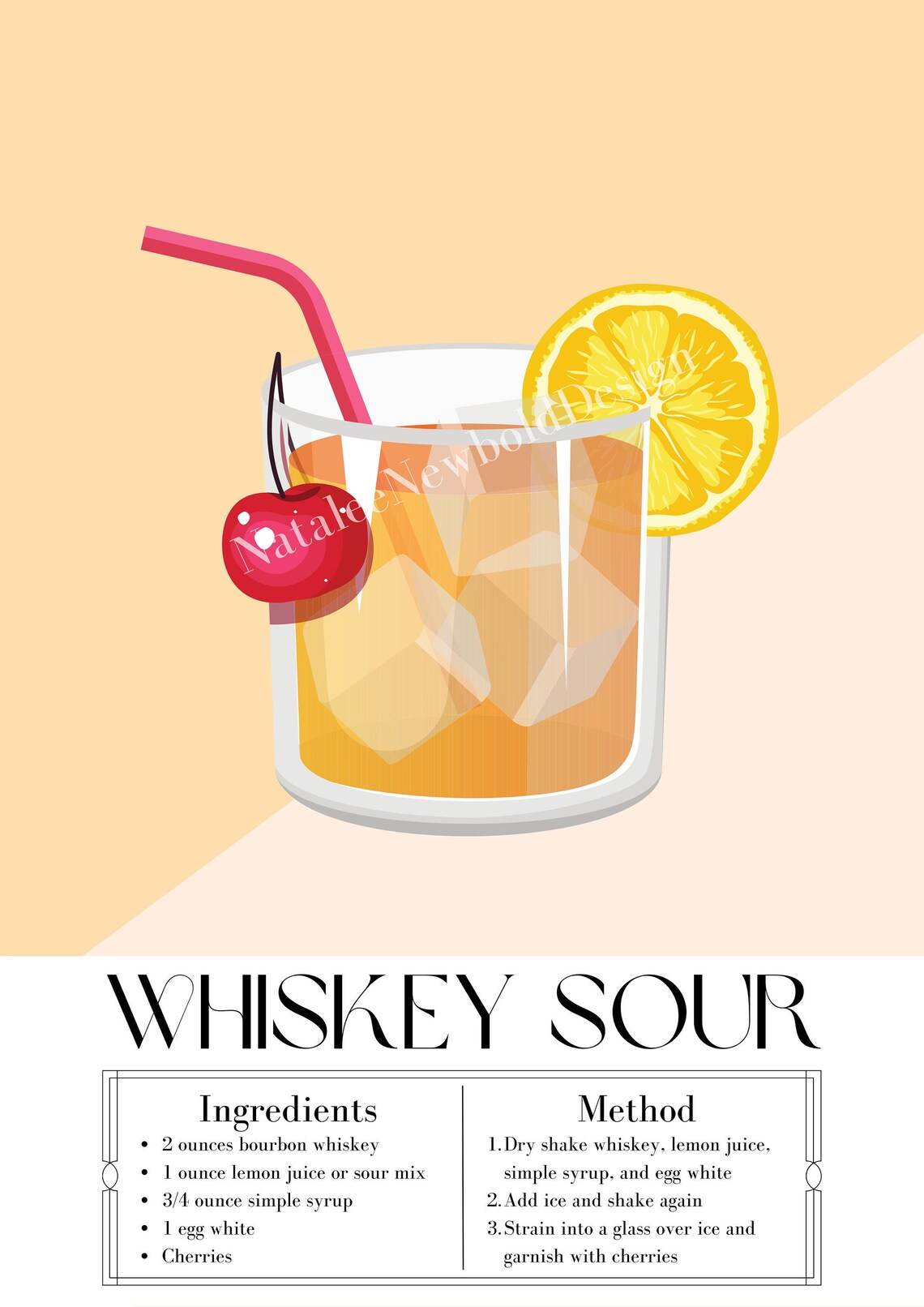 Whiskey Sour Drink + Recipe Poster (single-digital Download) - Etsy