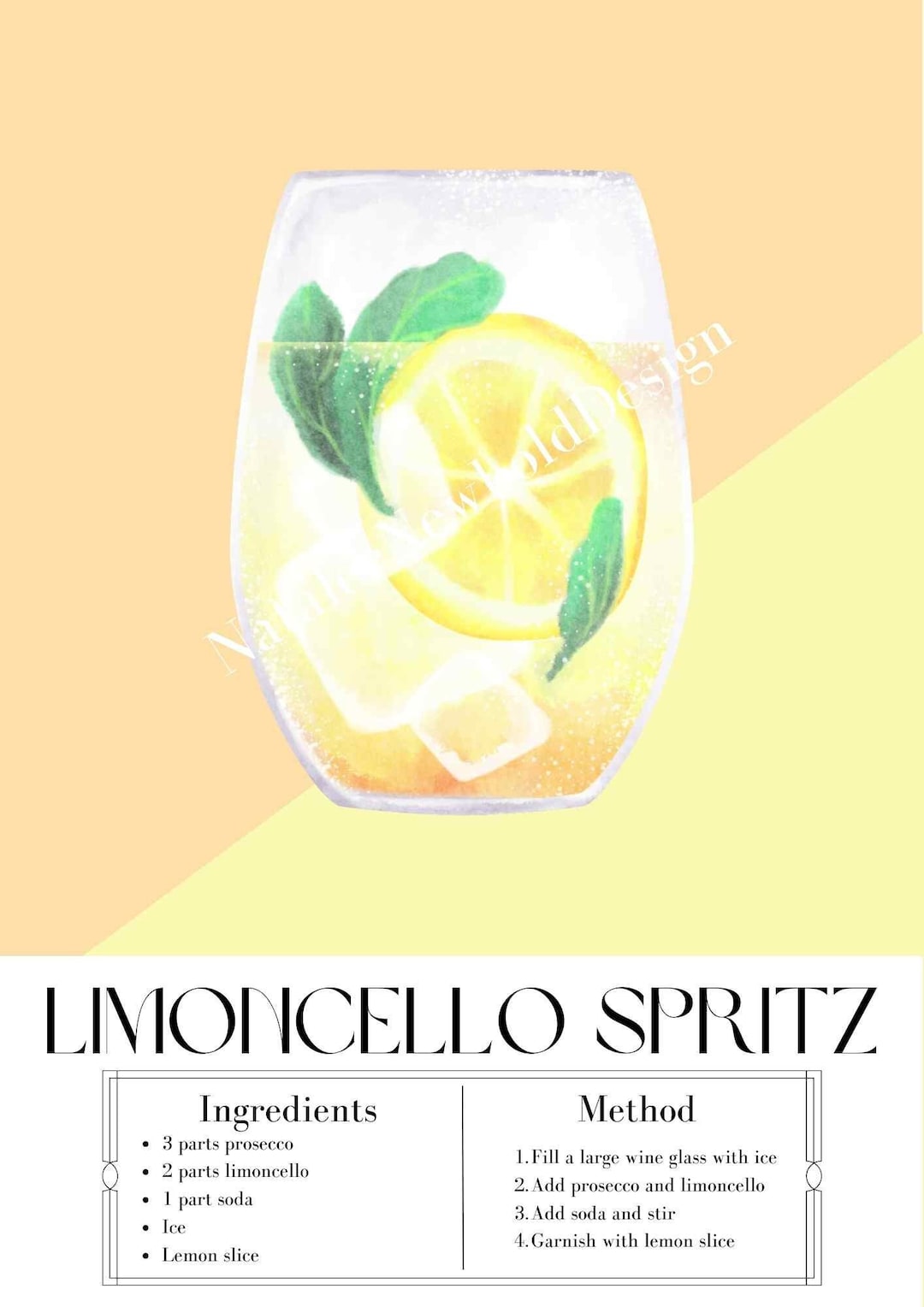 Limoncello Spritz Drink + Recipe Poster (single-digital Download) - Etsy
