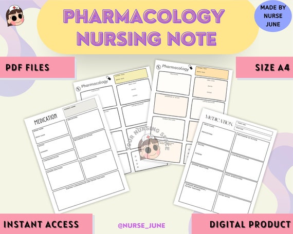 Pharmacology Notes Template Pharmacology Medication - Etsy Canada