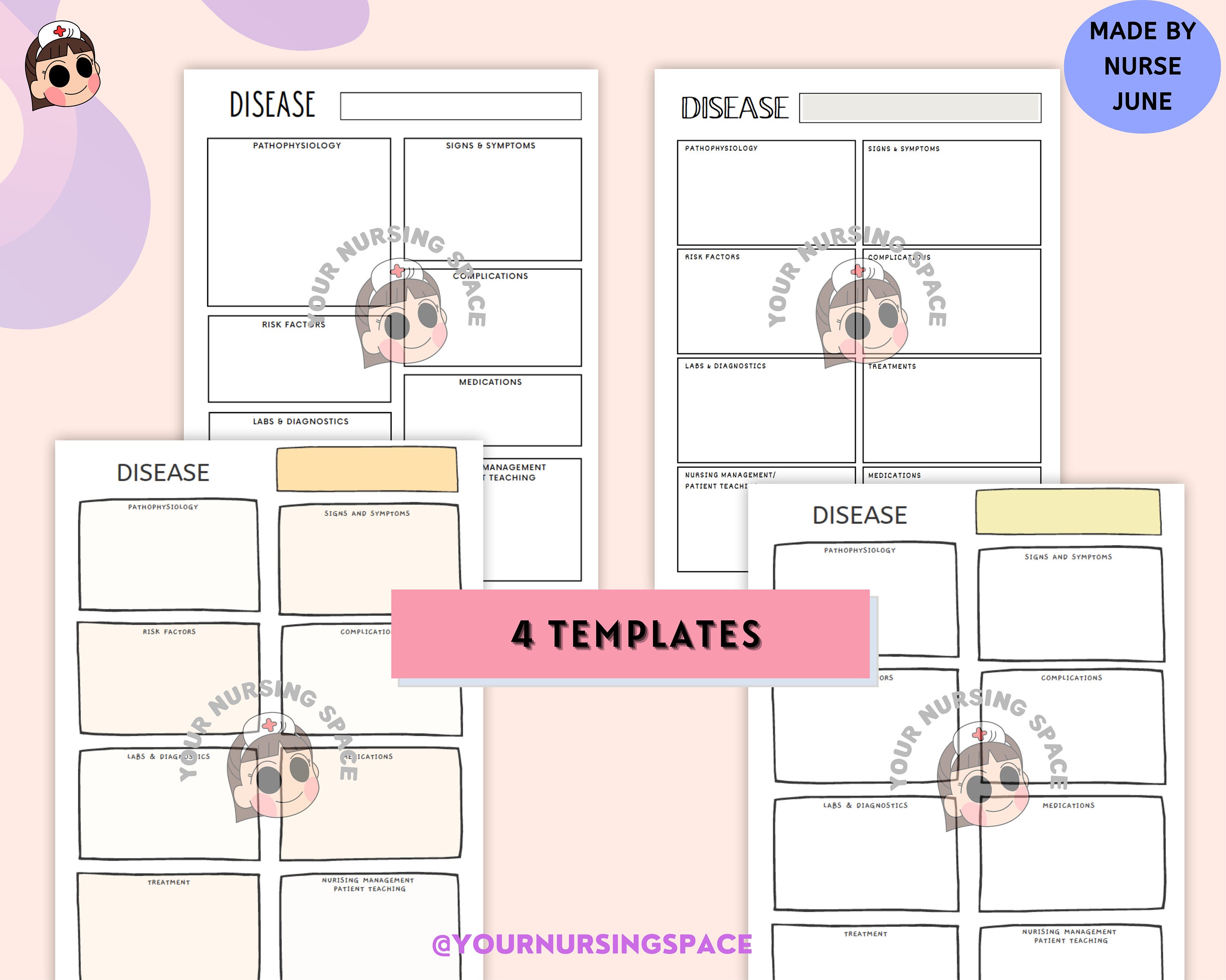 Disease Nursing Notes Template Pathophysiology, Disease Template ...