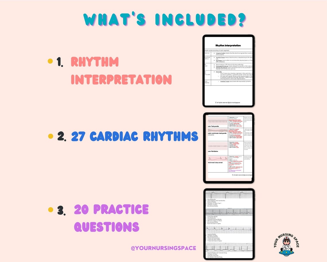 ECG & Dysrhythmia Interpretation Bundle | Nursing School and ICU ...