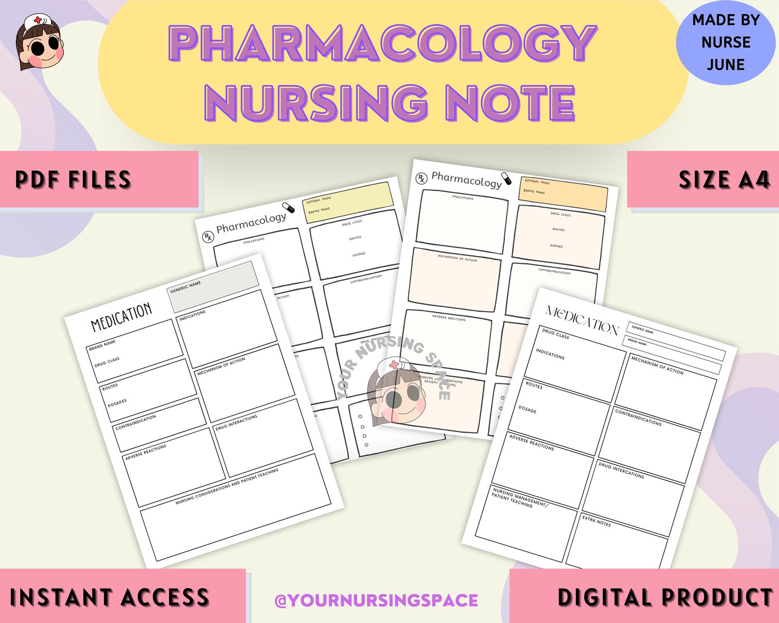 Pharmacology Notes Template Pharmacology, Medication Template ...