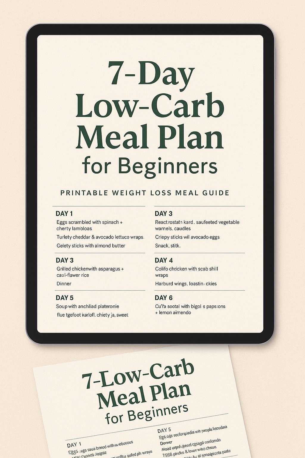 7-day Low-carb Meal Plan for Beginners | Printable Weight Loss Meal ...