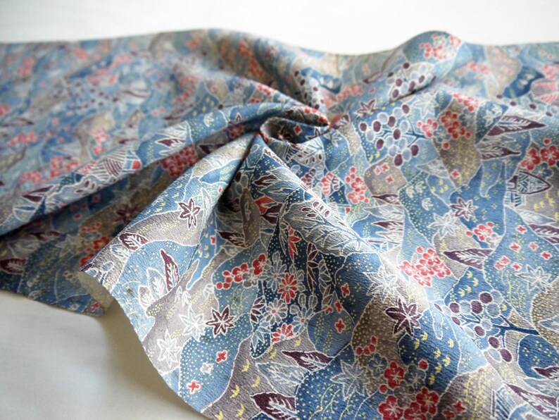Kimono Silk Fabric, 80's Vintage Japanese Silk Kimono, for Sewing ...