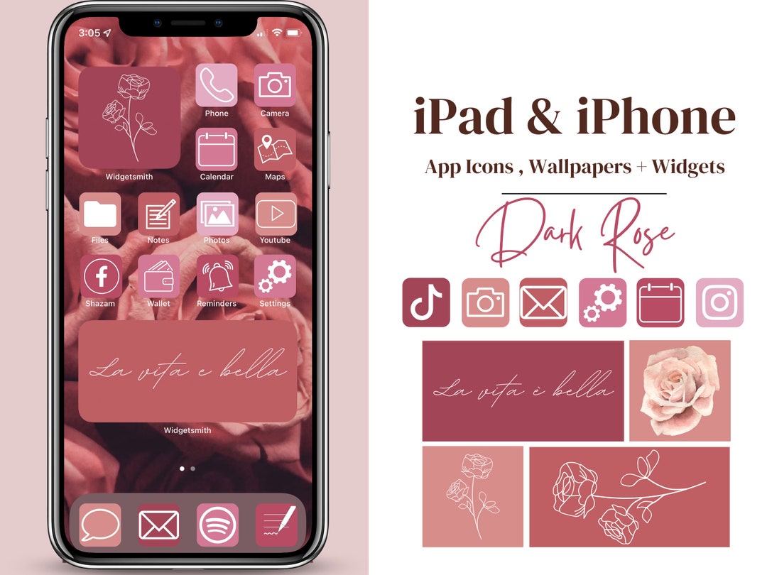 Dusted Rose Ios Icons Pack, iPhone Icons Pack, Iphone/ipad Wallpapers ...