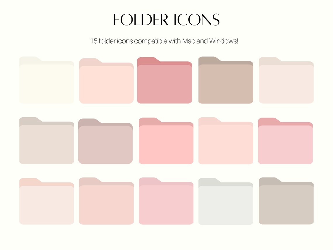 Custom Wallpaper Template for Mac Windows Folder Icons Beige Aesthetic ...