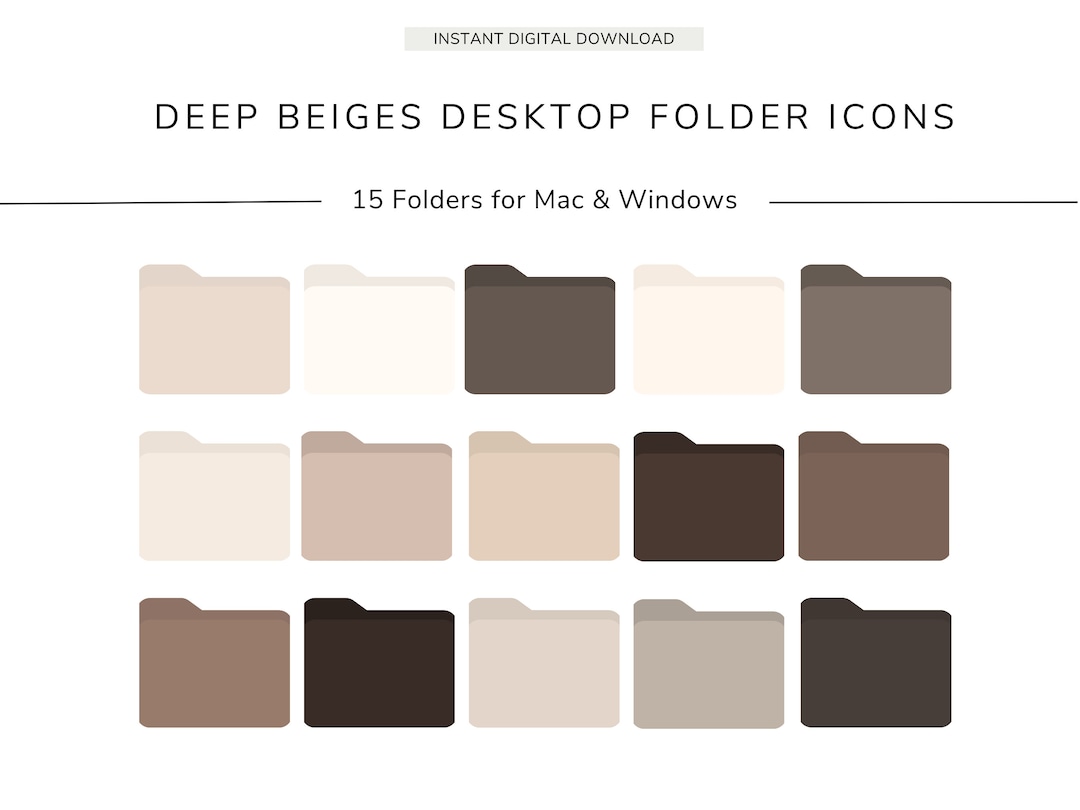 15 Desktop Folder Icons, DEEP BEIGES, Neutral Icons, Macbook, Imac ...