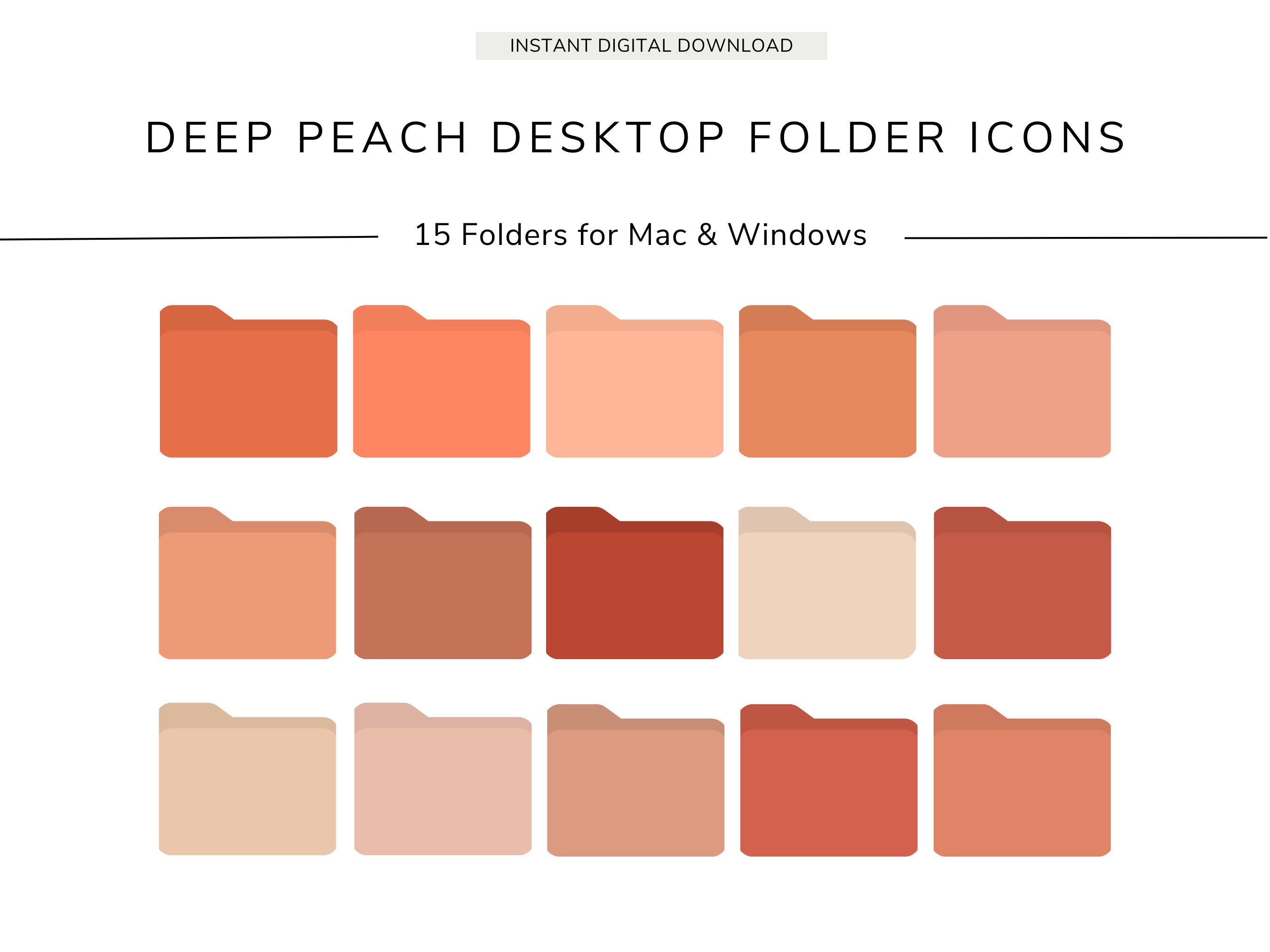 15 Desktop Folder Icons, DEEP PEACH, Rust Icons, Macbook, Imac, Windows ...