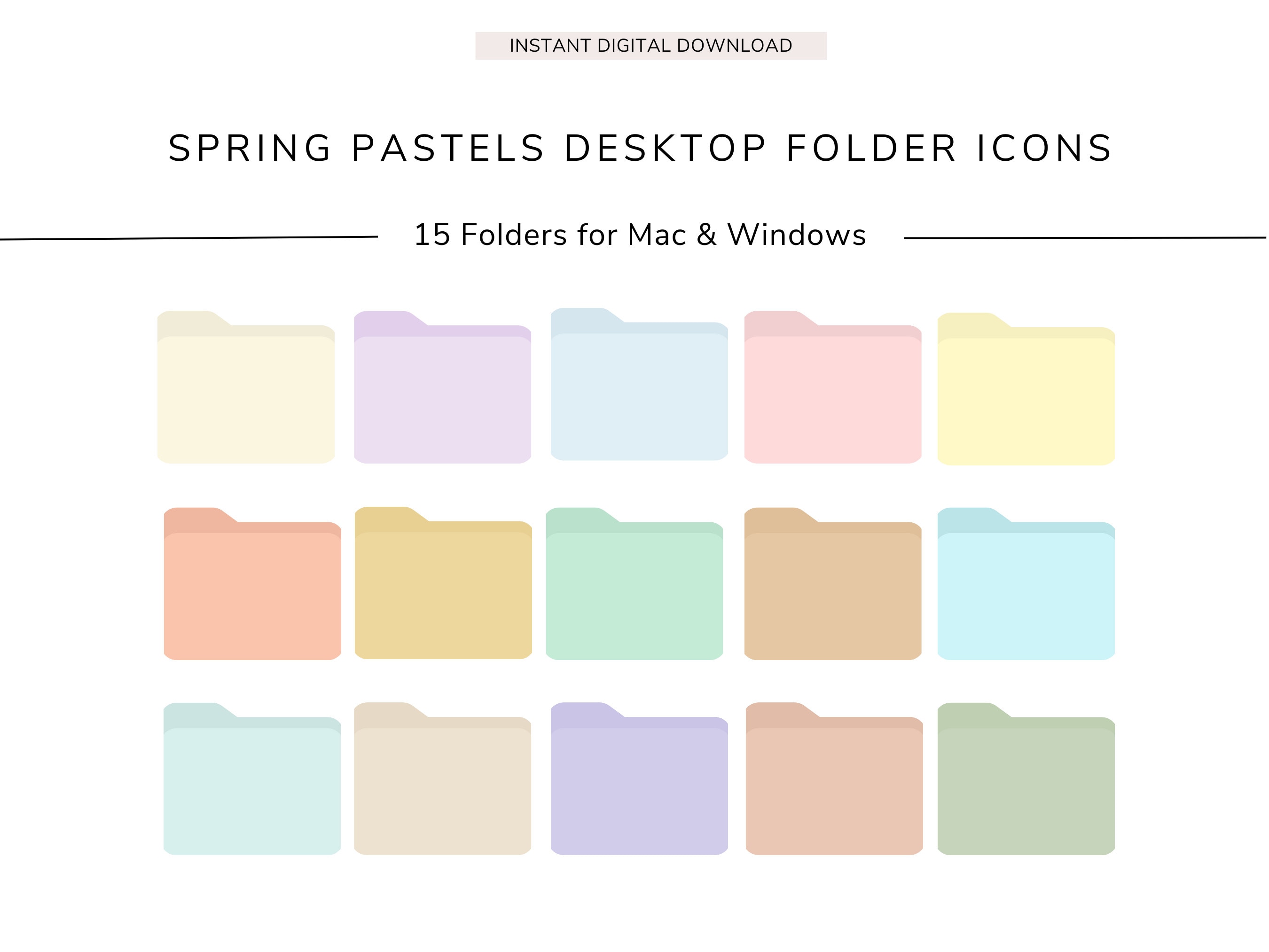 15 Desktop Folder Icons, Spring Pastels, Easter Icons, Macbook, Imac ...