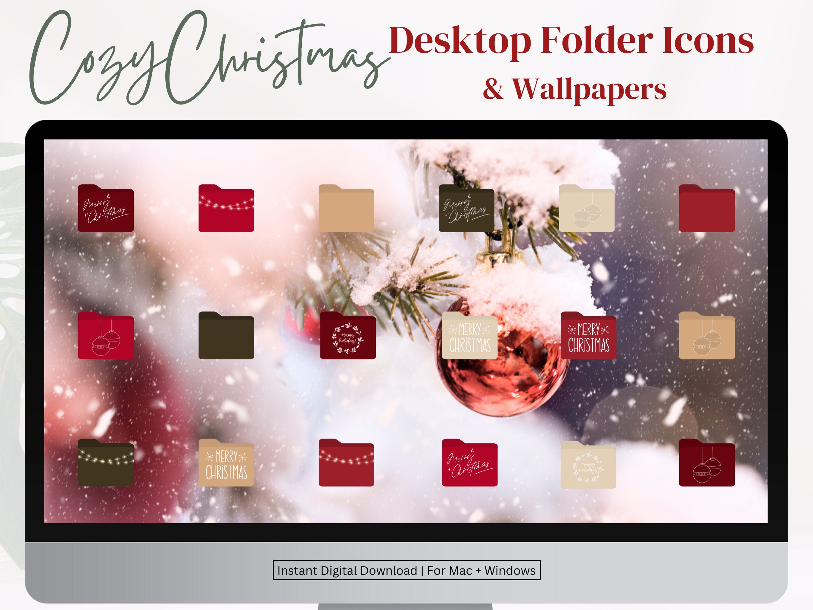 Cozy Christmas Desktop Wallpaper & Folder Icons | Christmas, Holidays ...