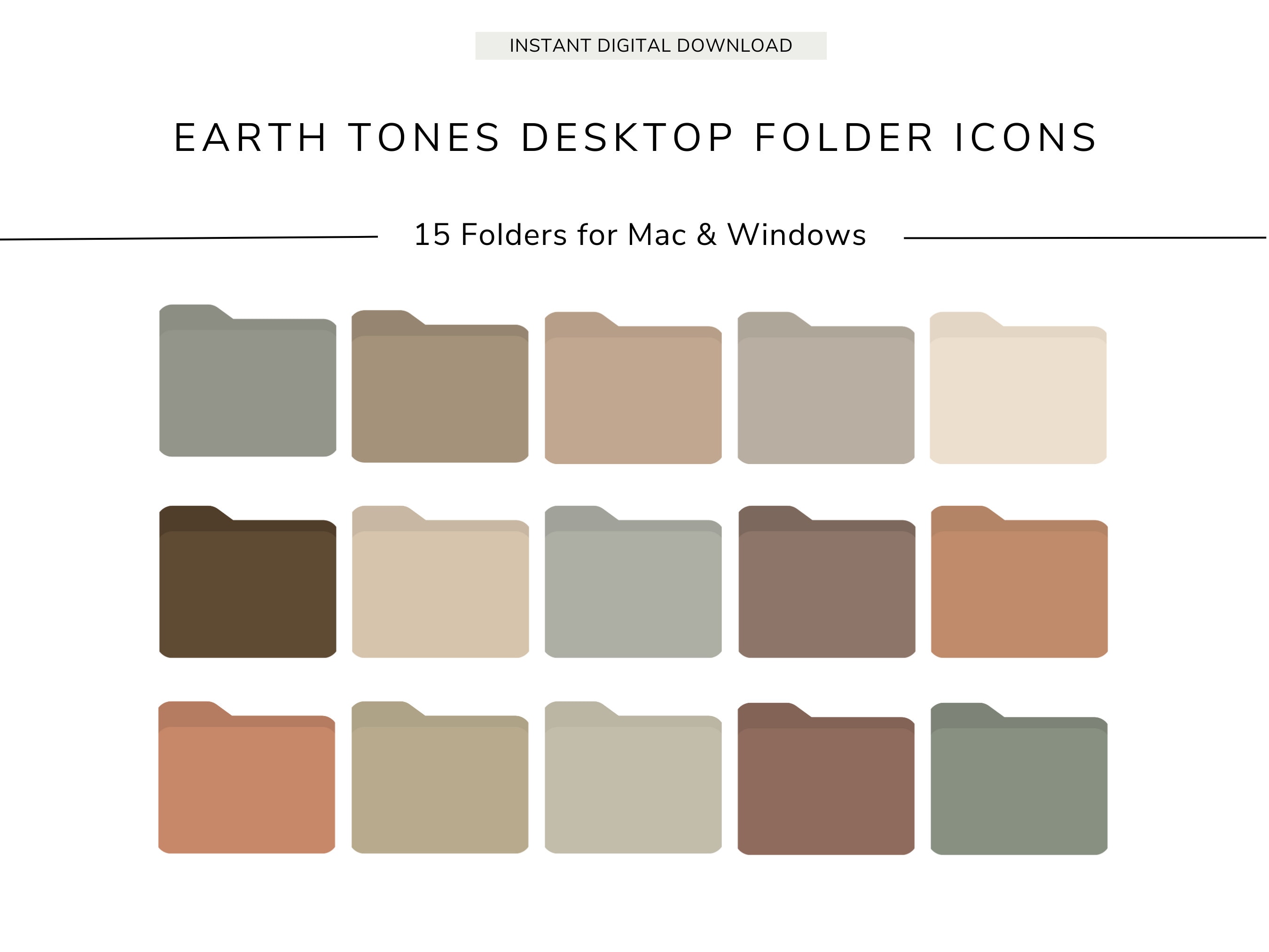 15 Desktop Folder Icons, EARTH TONES, Neutral Icons, Macbook, Imac ...