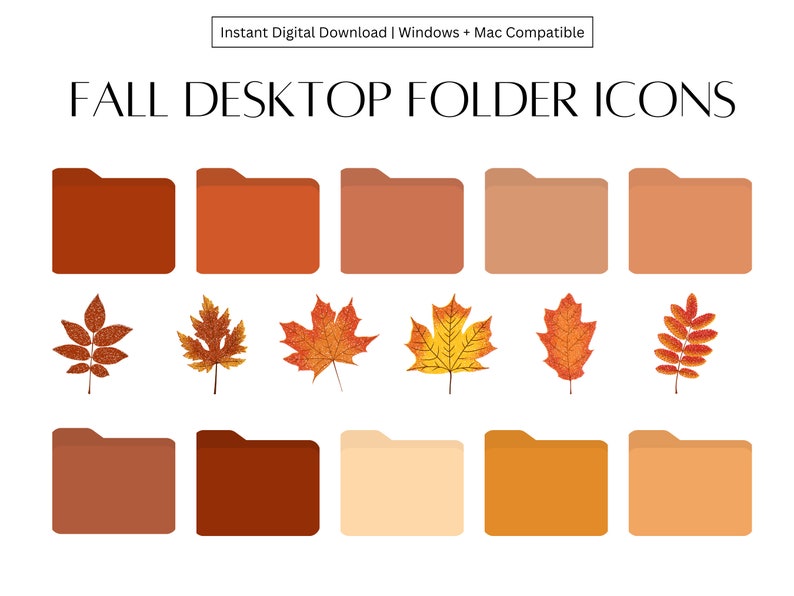 Fall Folder Icons for Mac & Windows, Cozy Autumn Folder Icons ...
