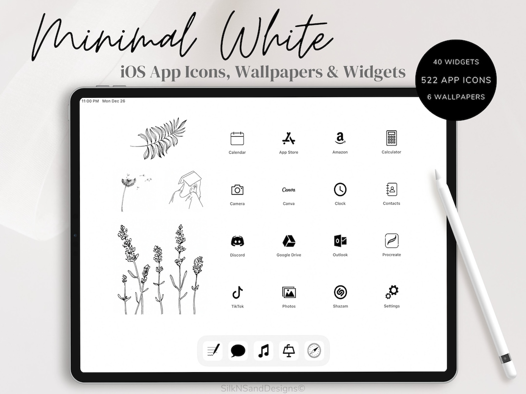 Minimal White App Icons Set for iPad and Iphone, Clean Aesthetic, White ...
