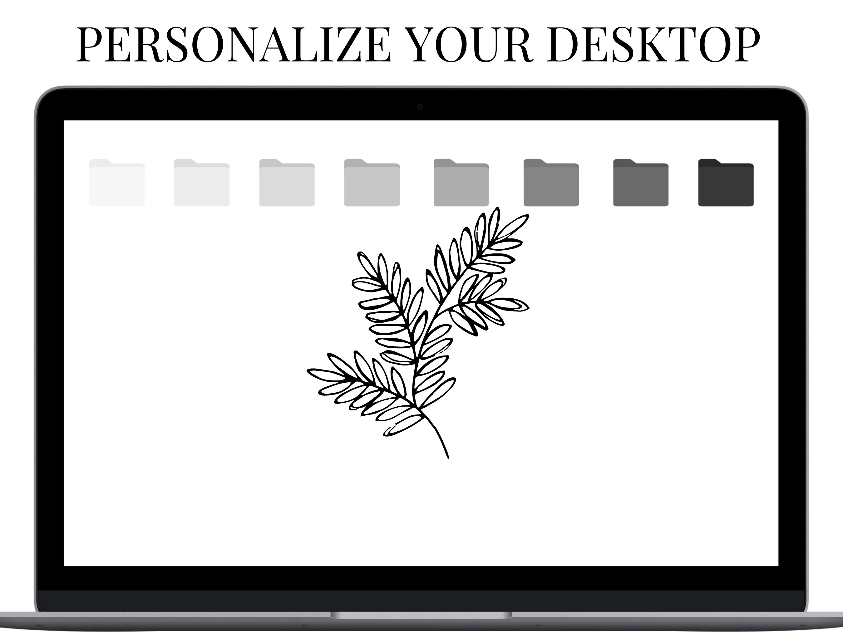 15 Desktop Folder Icons, Shades of Grey, Neutral Icons, Macbook, Imac ...