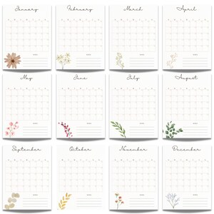 Printable Calendars, Jan - Dec, Blank Calendars, Simple Calendar, 11 X ...