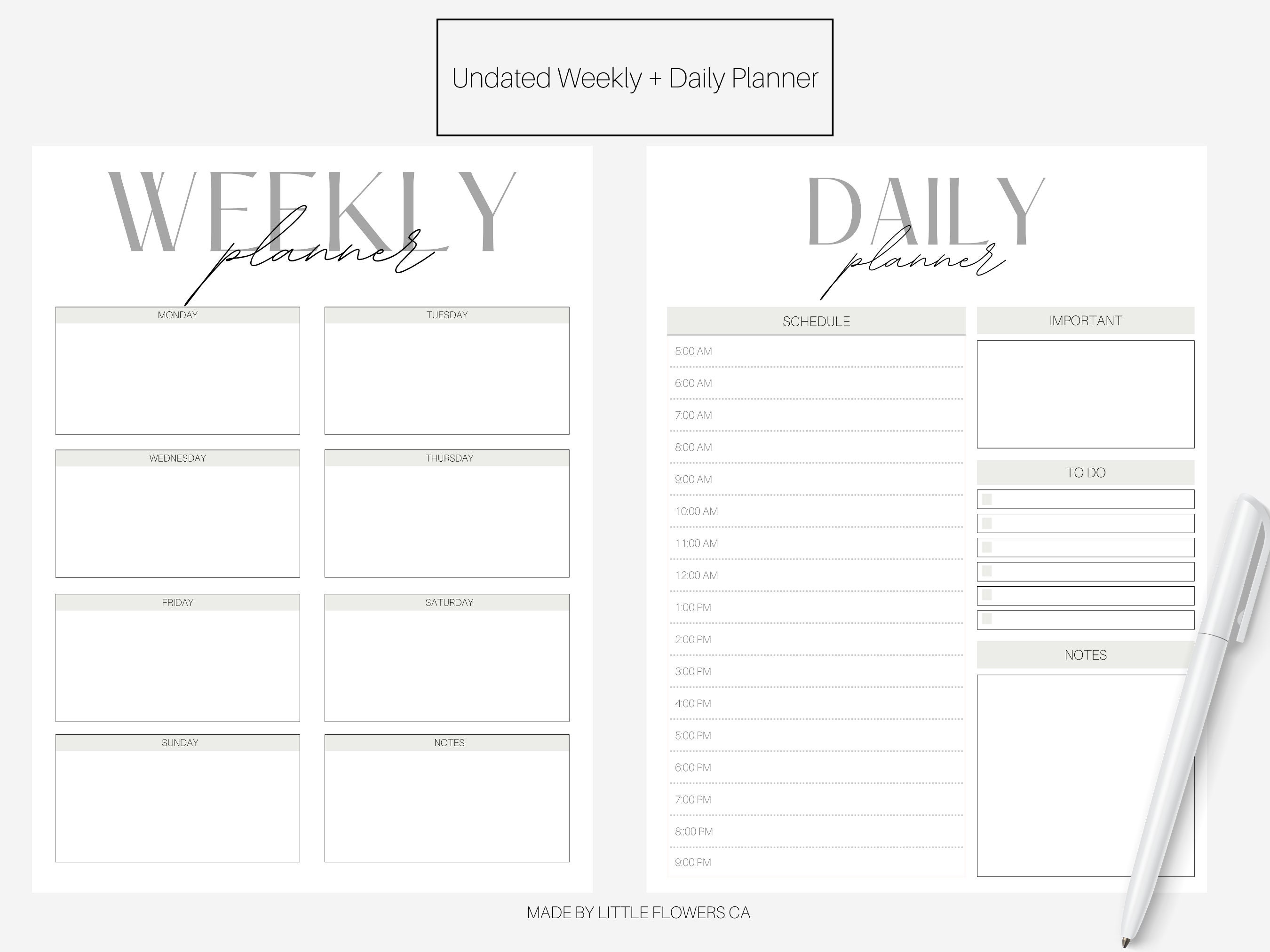 Minimalist Printable Planners, Daily Planner, Weekly Planner, Monthly ...