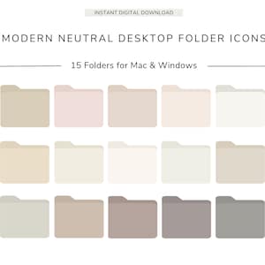 15 Desktop Folder Icons, MODERN NEUTRAL Icons, Minimalistic, Mac ...