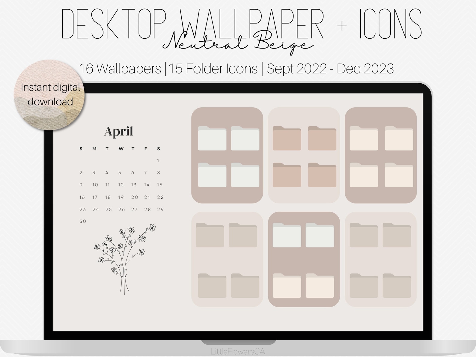 Minimalist Desktop Wallpaper & Icons Neutral Beige Minimalist Aesthetic ...
